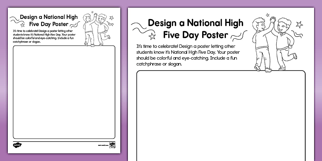 Design a National High Five Day Poster (teacher made)