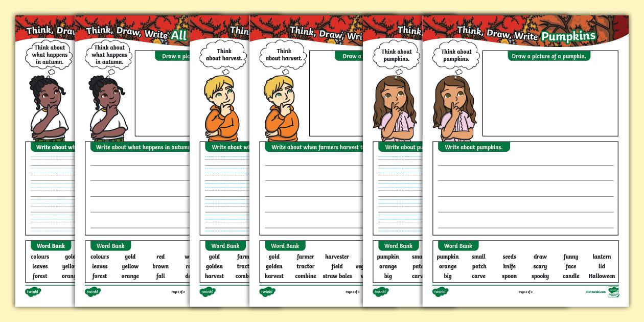 Think, Draw, Write Autumn Activity Sheets (teacher made)