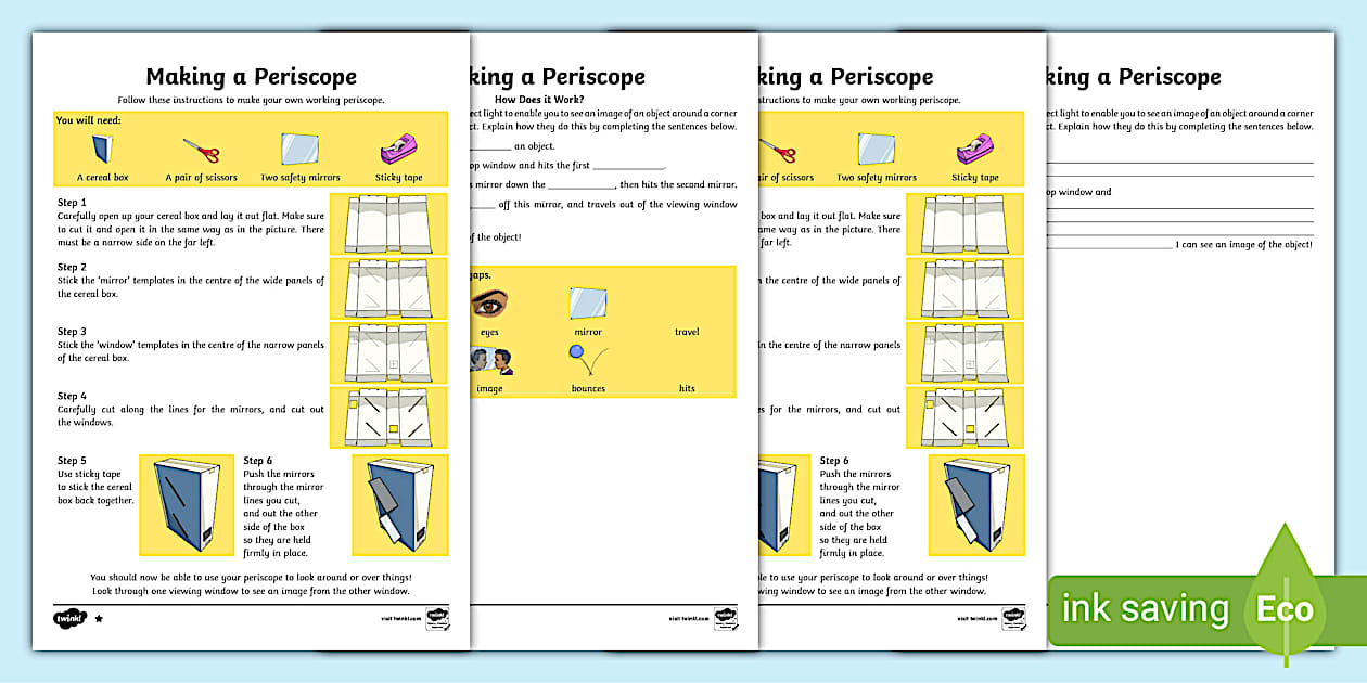 Black and White KS2 Making a Periscope Activity - Twinkl