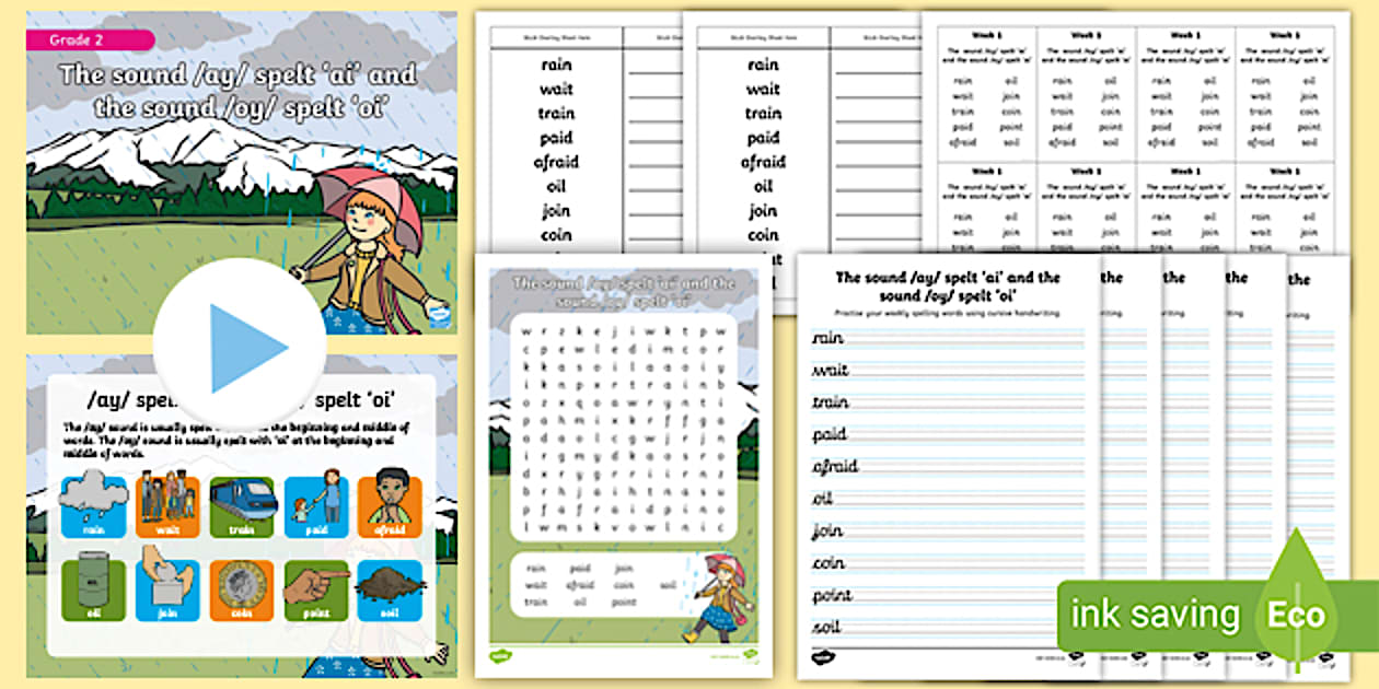 Grade 2 Phonics -ai and -oi Spelling Pack - Twinkl