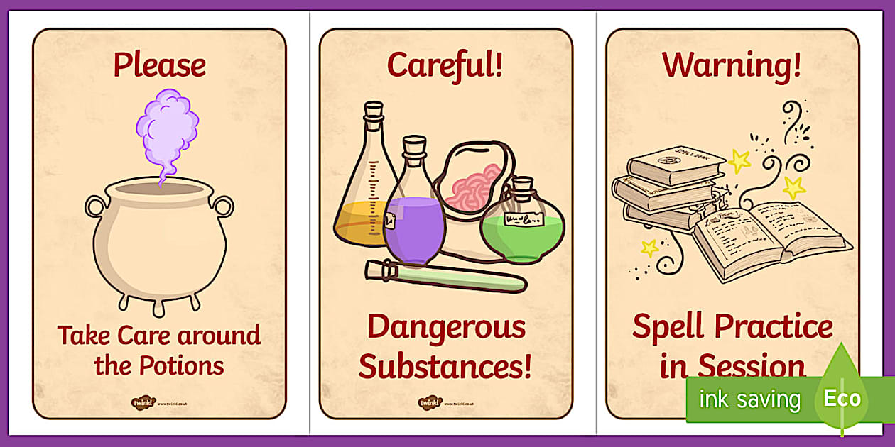Wizard and Witches Workshop Role Play Safety Signs - Twinkl