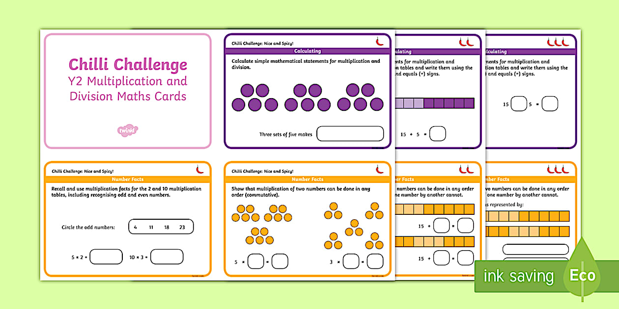 Chilli Challenge Year 2 Multiplication and Division Maths Cards
