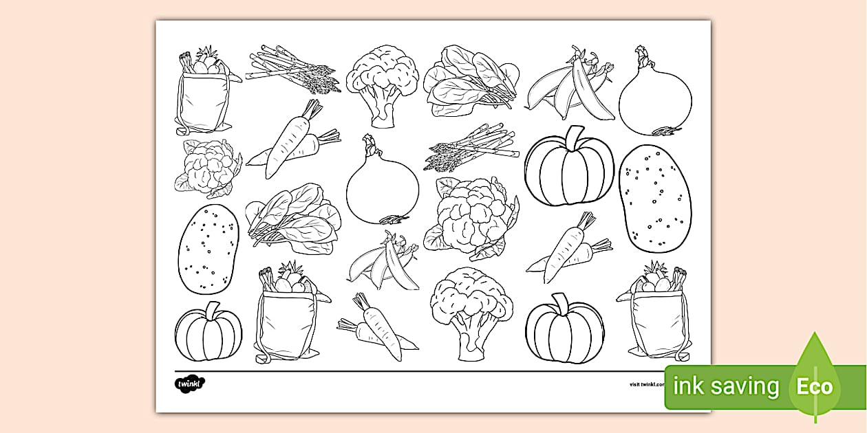 Vegetable Doodle Colouring Page (teacher made) - Twinkl