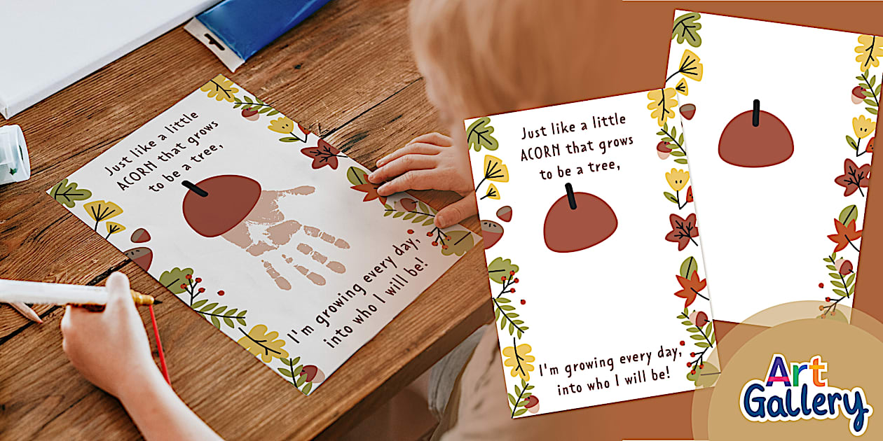 Little Acorn Autumn Handprint Activity Poster - Twinkl