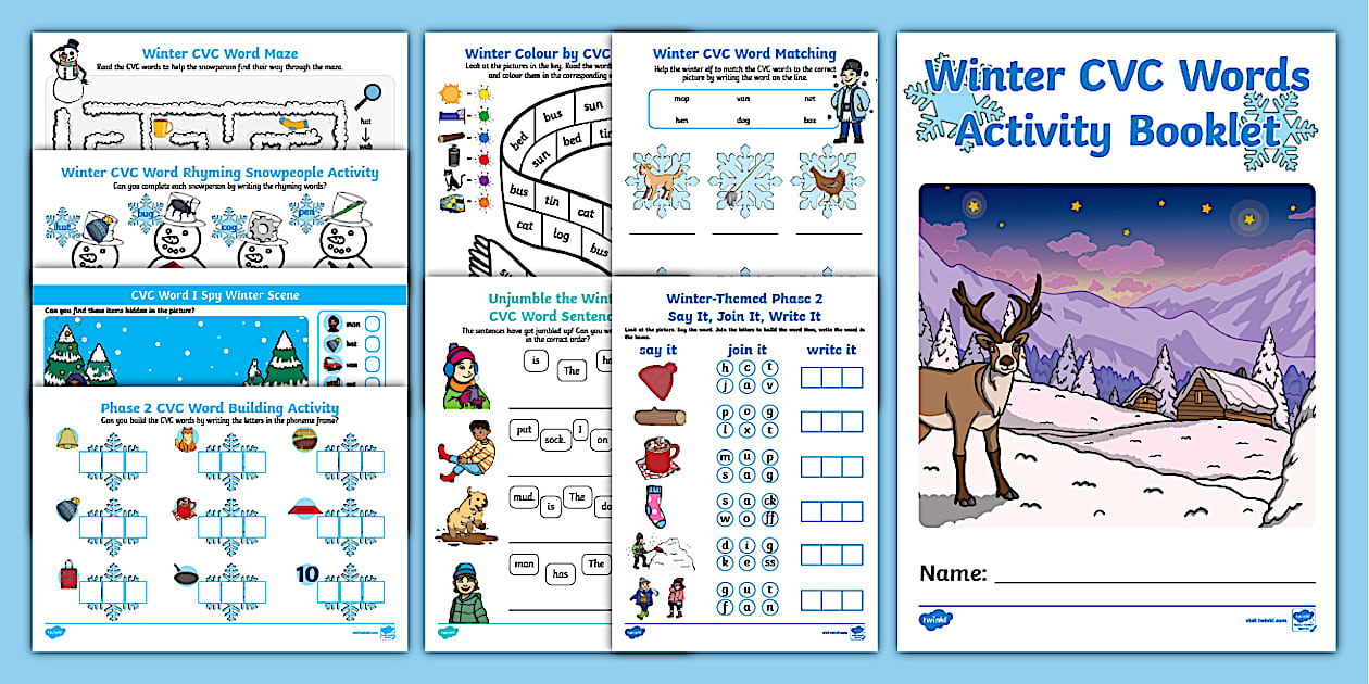 Winter CVC Words Activity Booklet | Twinkl (teacher made)