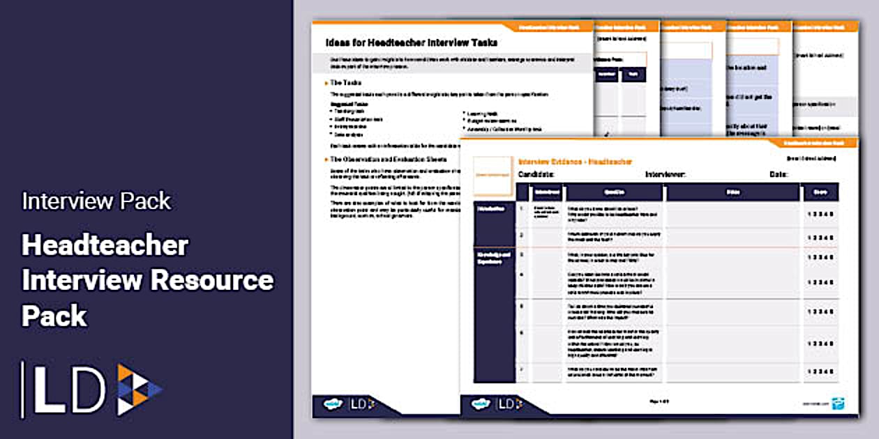 Headteacher Interview Questions - SLT Position Resource Pack