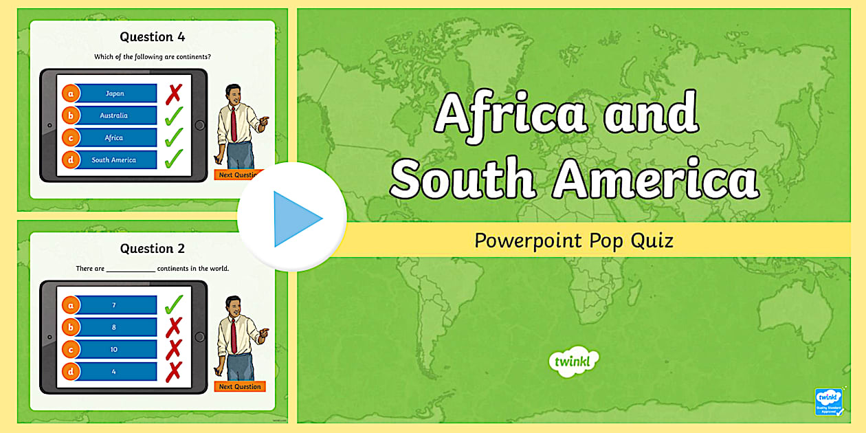 Africa and South America PowerPoint Pop Quiz (teacher made)