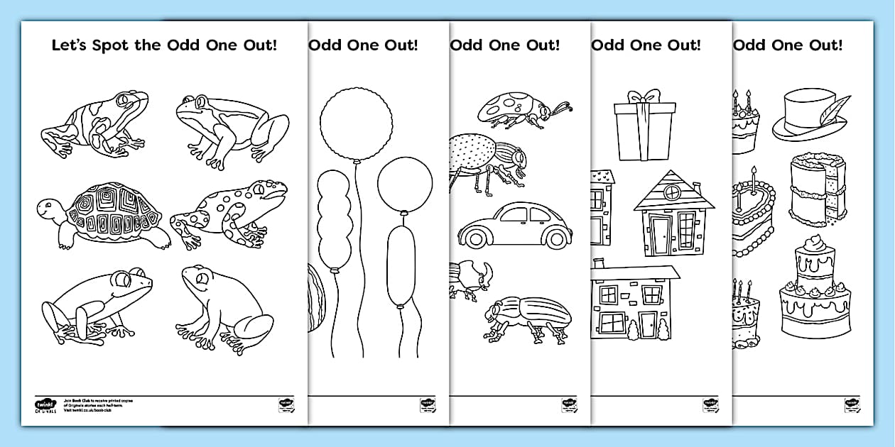 Let's Spot the Odd One Out! Colouring Pages (teacher made)