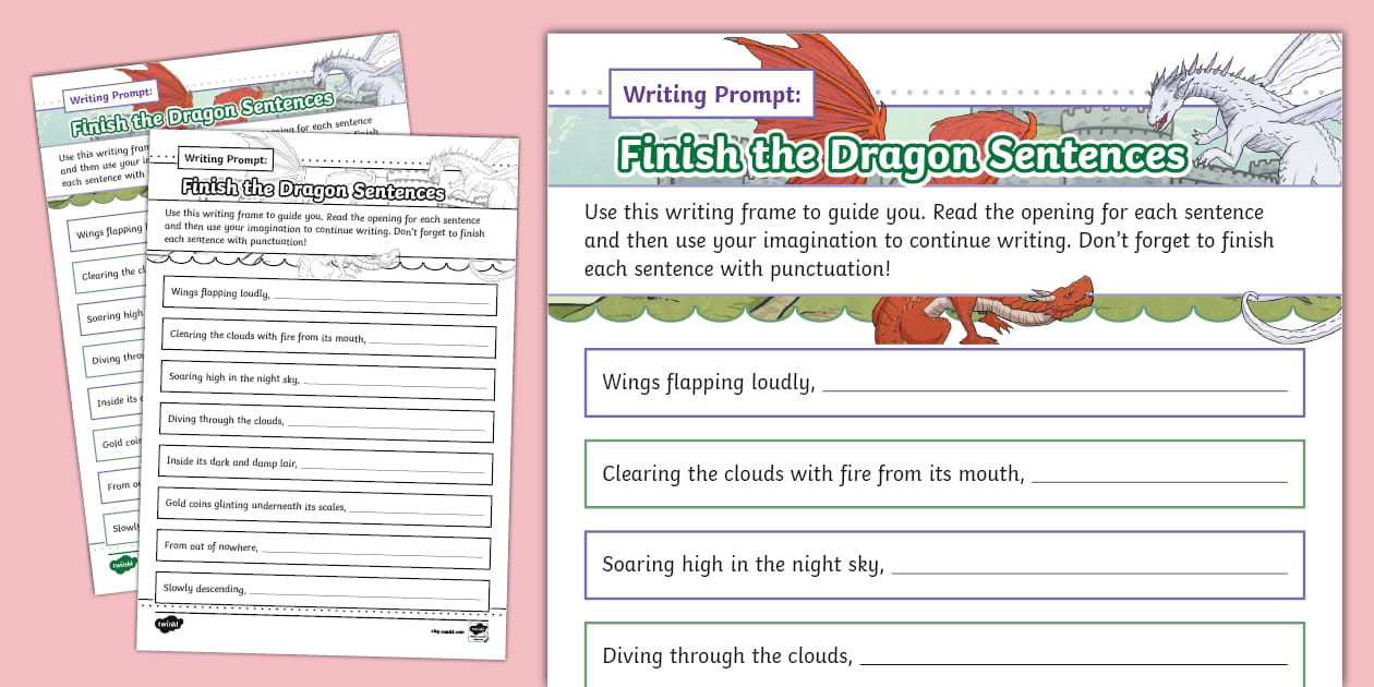 Writing Prompt: Finish the Dragon Sentences (teacher made)
