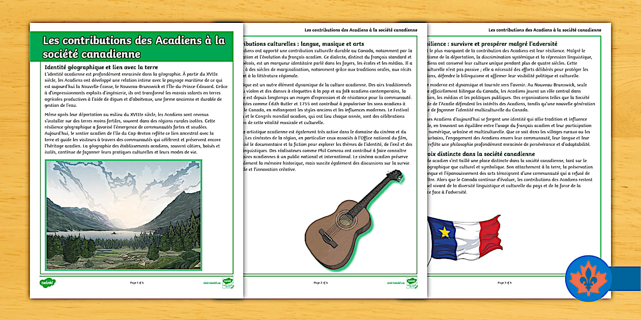 The Acadians' and Canadian Society Fact File 7/8 French