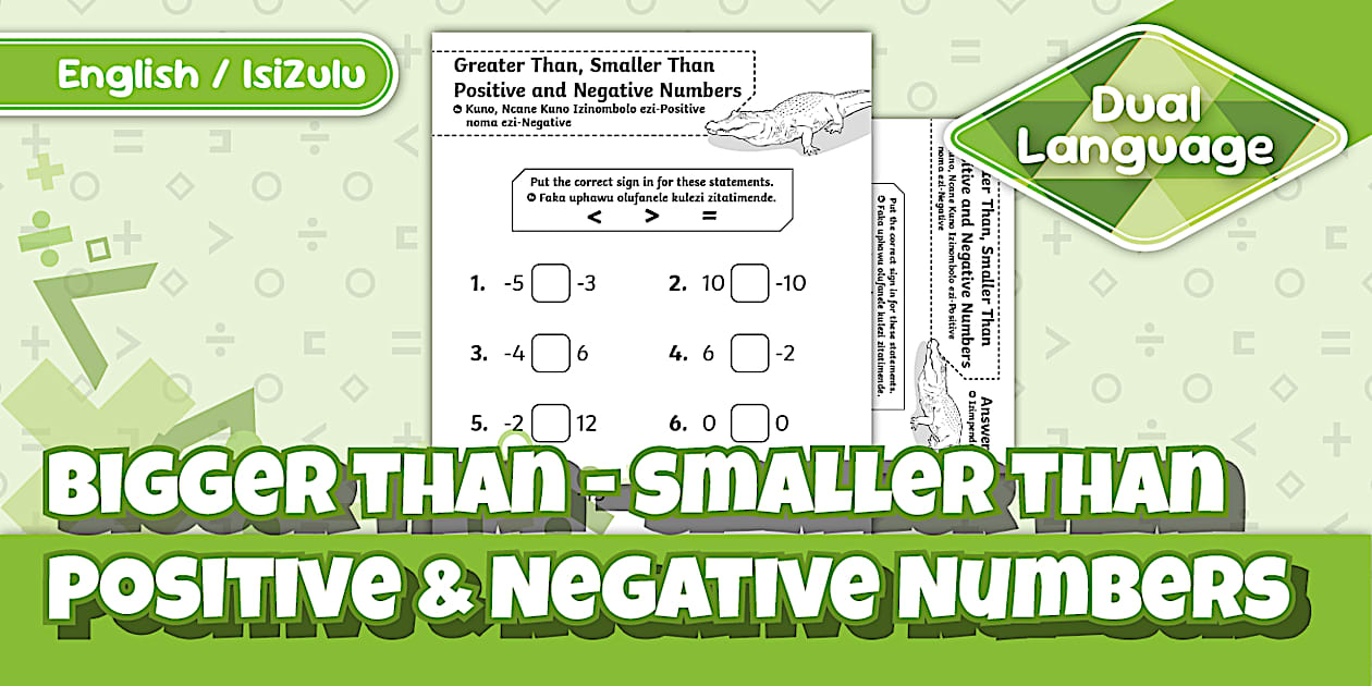 Greater than, Smaller than Positive and Negative Numbers