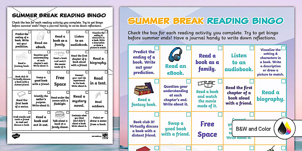 Printable Summer Reading Bingo Grades 6-8 - Twinkl USA
