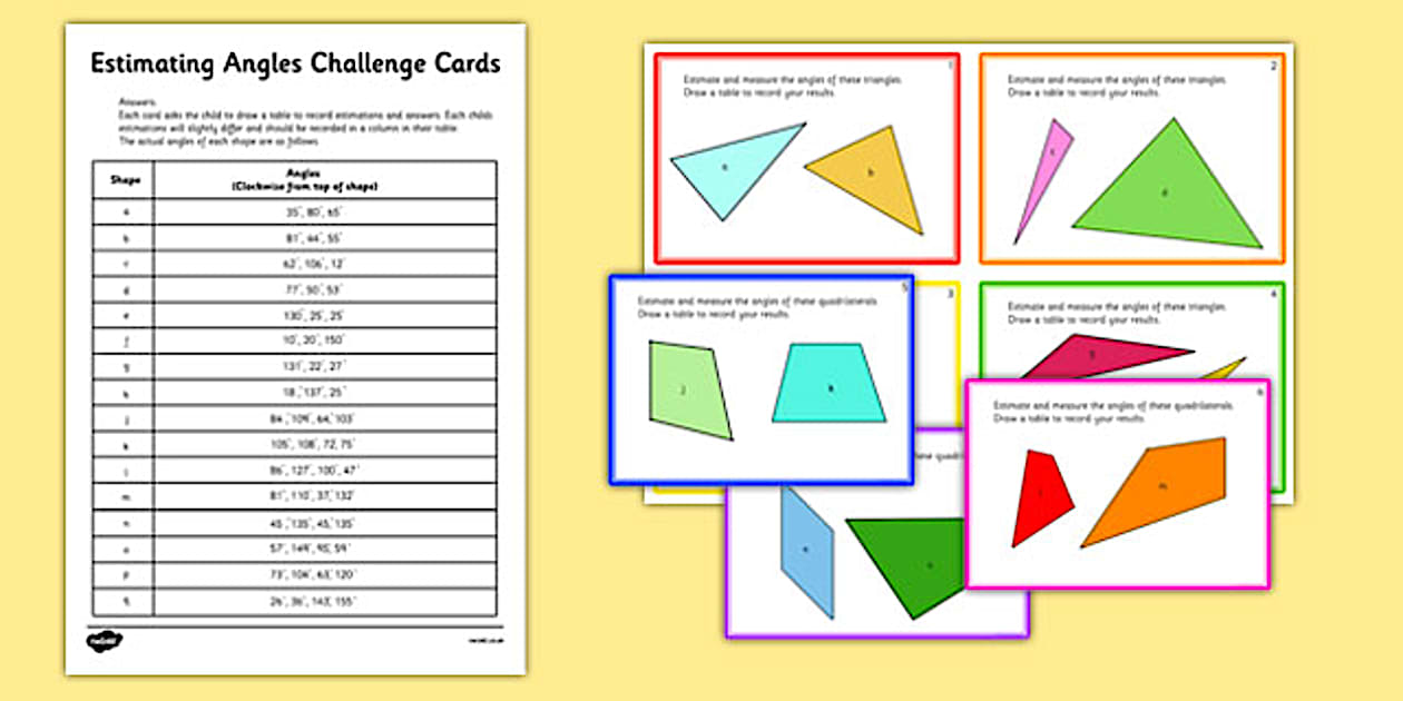 Black and White Estimating Angles Challenge Cards - Twinkl