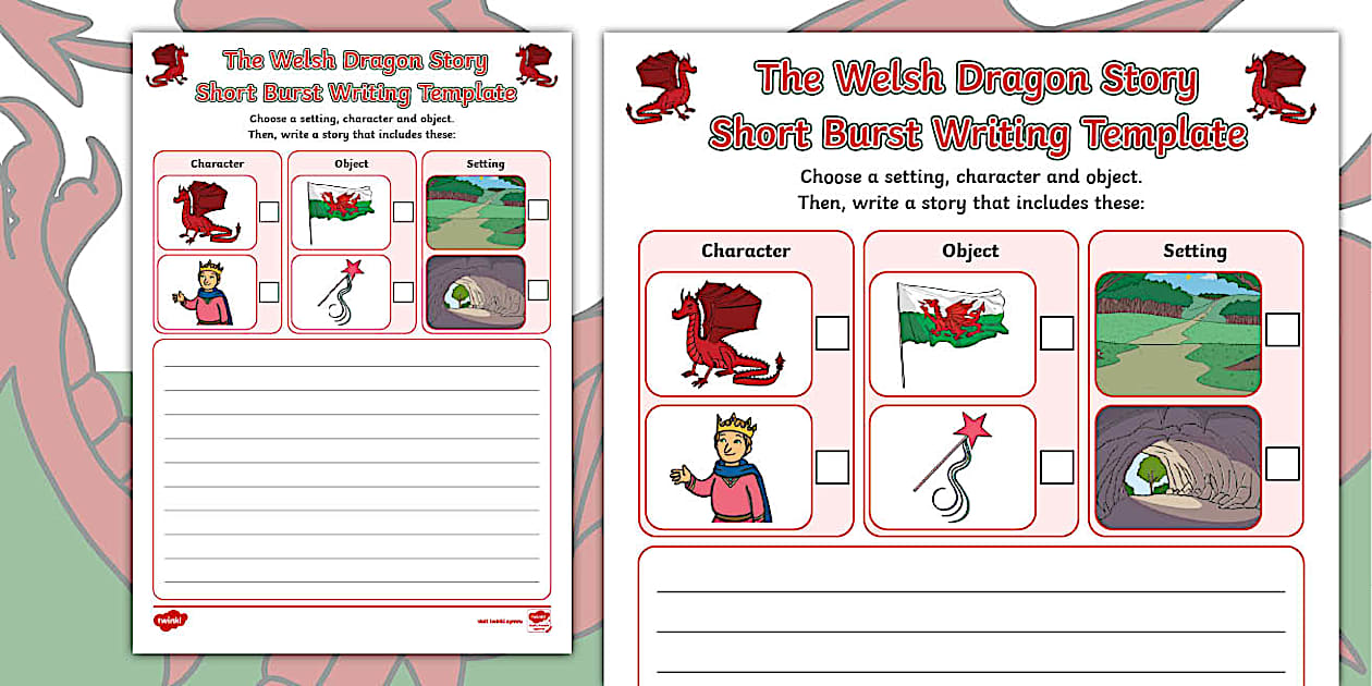 The Welsh Dragon Story Short Burst Writing Template - Twinkl