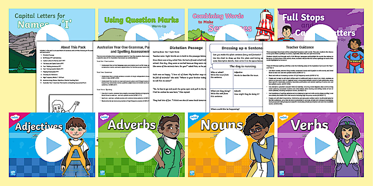 Australian Curriculum Year 1 Grammar Punctuation Spelling