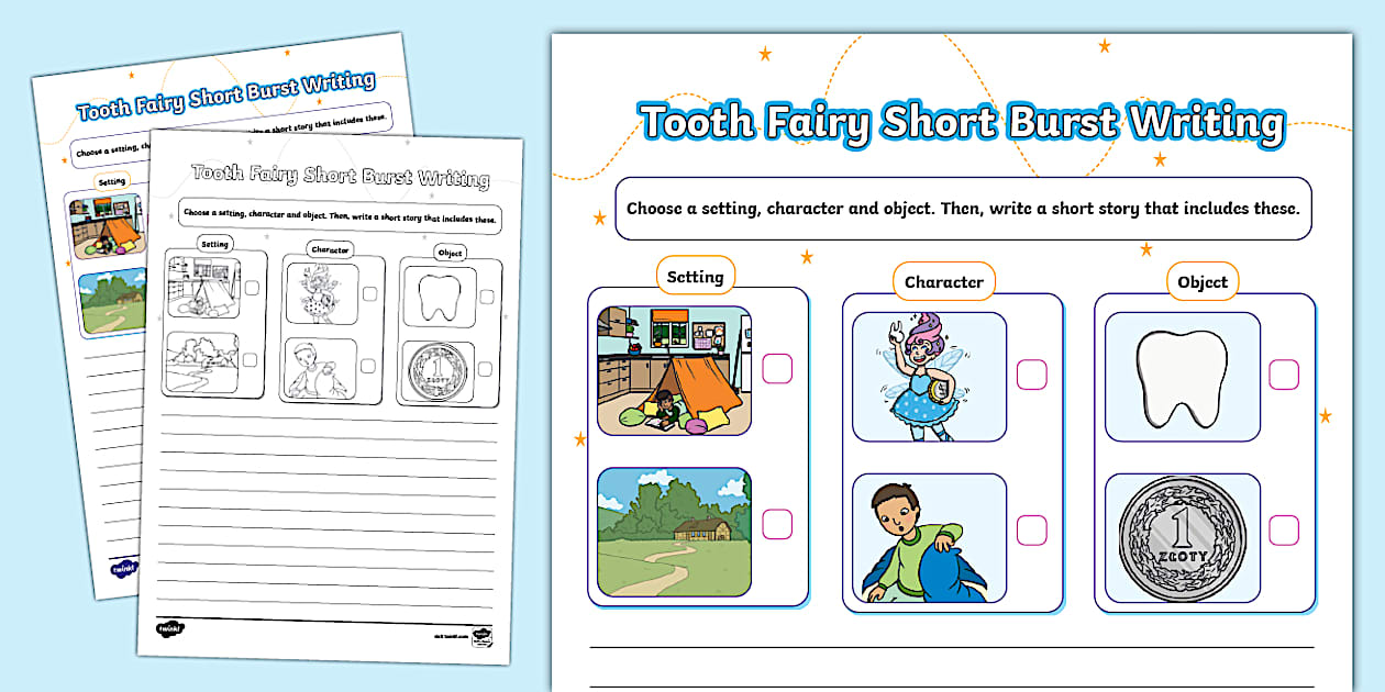 Tooth Fairy Short Burst Writing Template (Teacher-Made)