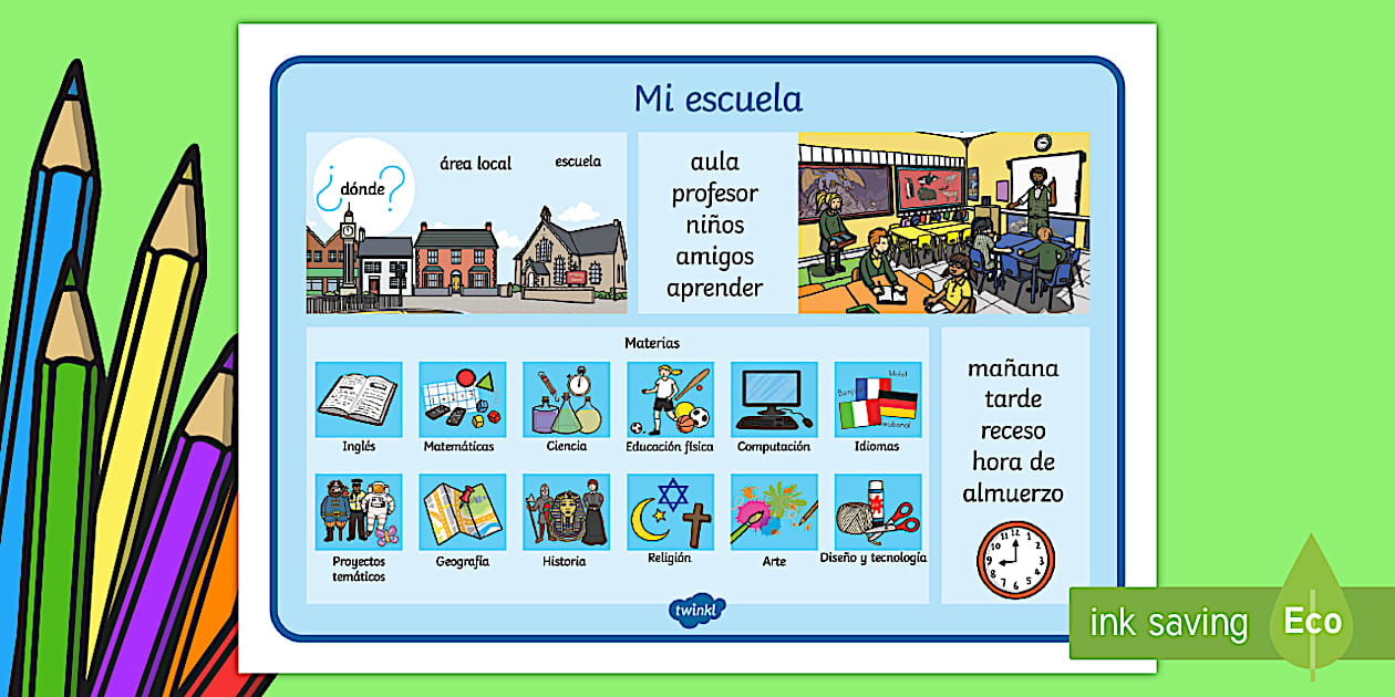 Tapiz de vocabulario Mi escuela Tapiz de vocabulario - My School Word Mat