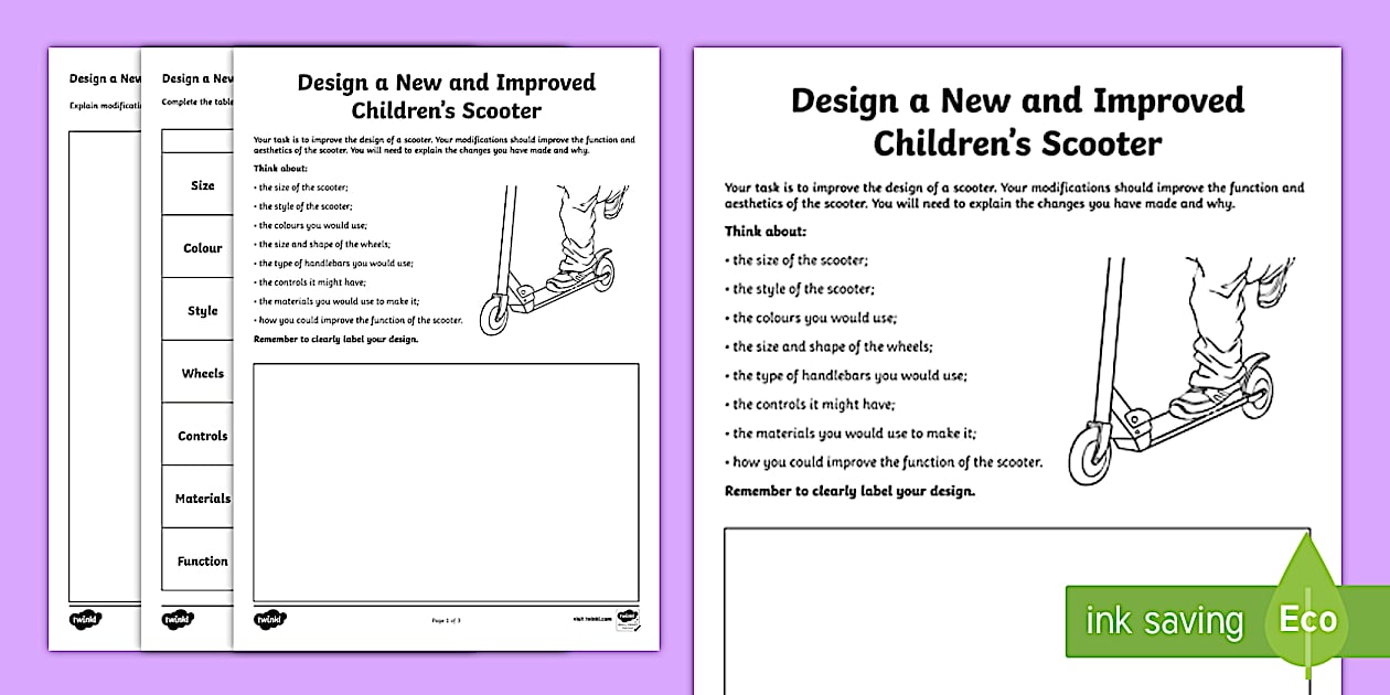 Editable Design and Modify a Scooter Activity (Teacher-Made)