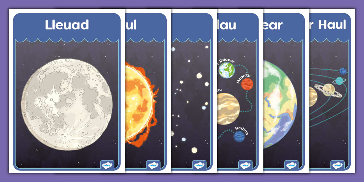 Y Gofod: Posteri Geiriau Cyntaf (teacher made) - Twinkl