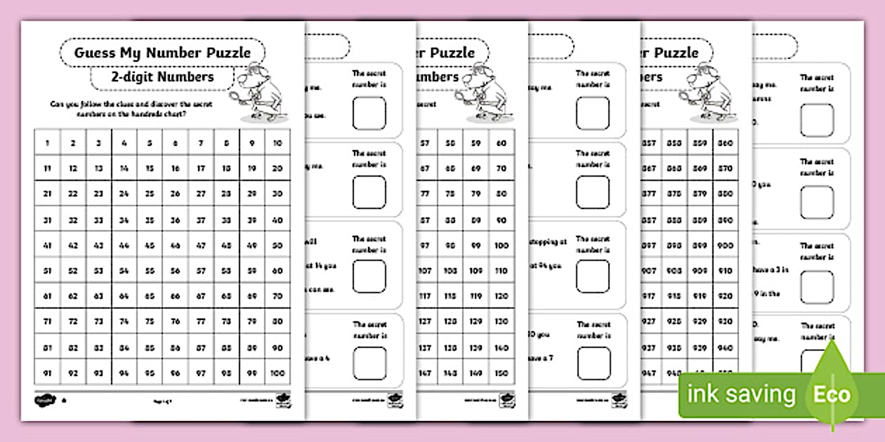 Editable Guess My Number Hundreds Chart Puzzles - Twinkl