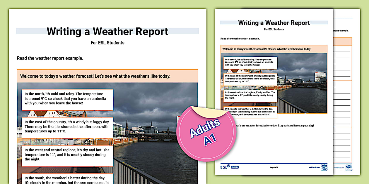 ESL How to Write a Weather Report [Adults, A1] - Twinkl