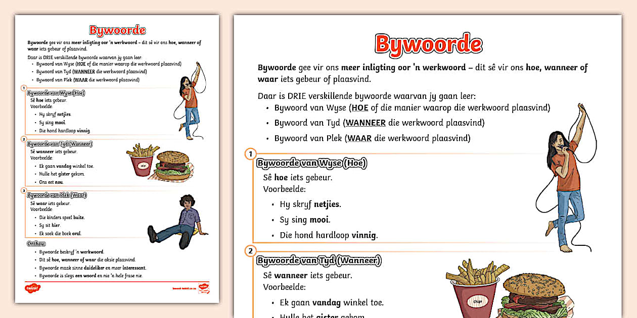 Graad 4 Bywoorde Opsomming (teacher made) - Twinkl