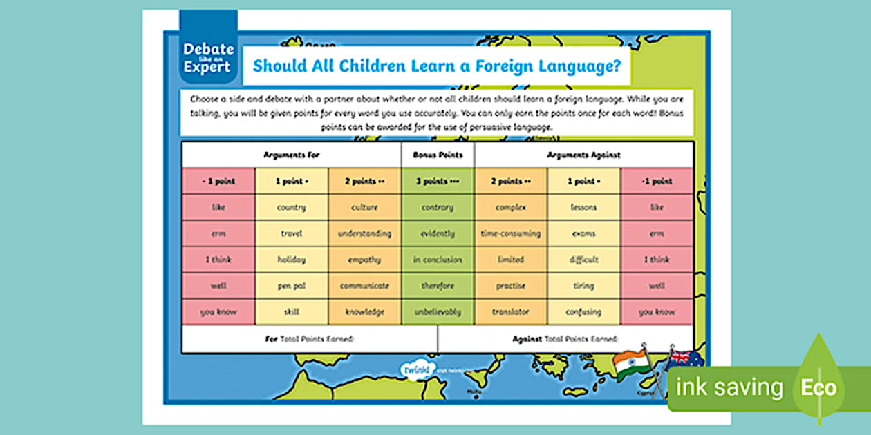 KS2 Debate like an Expert: Should All Children Learn a Foreign Language?