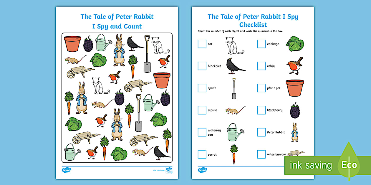The Tale of Peter Rabbit I Spy and Count Activity to 10