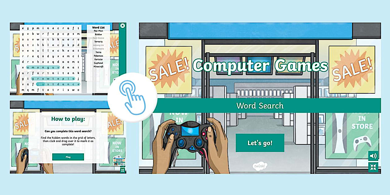Interactive Computer Games Word Search - Year 4 - Twinkl