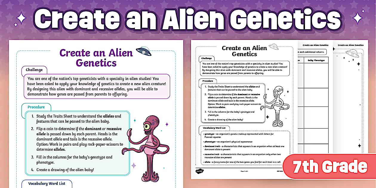 Seventh Grade Dominant & Recessive Traits Alien Genetics