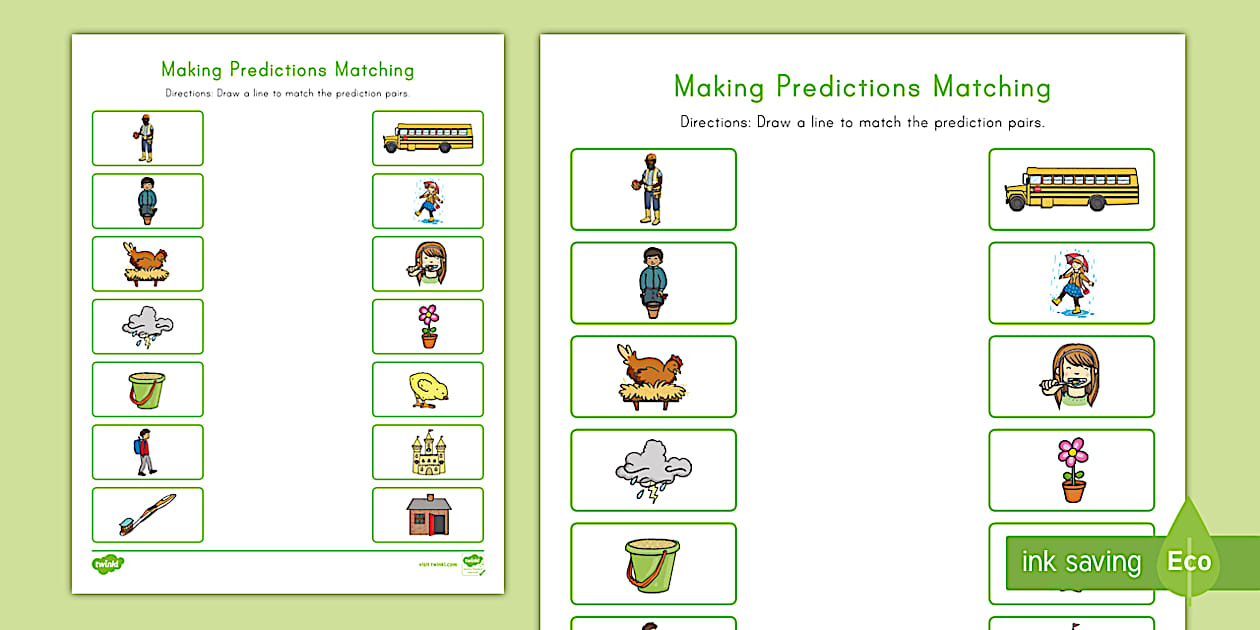 Making Predictions - Predicting Worksheets For Kids - Twinkl
