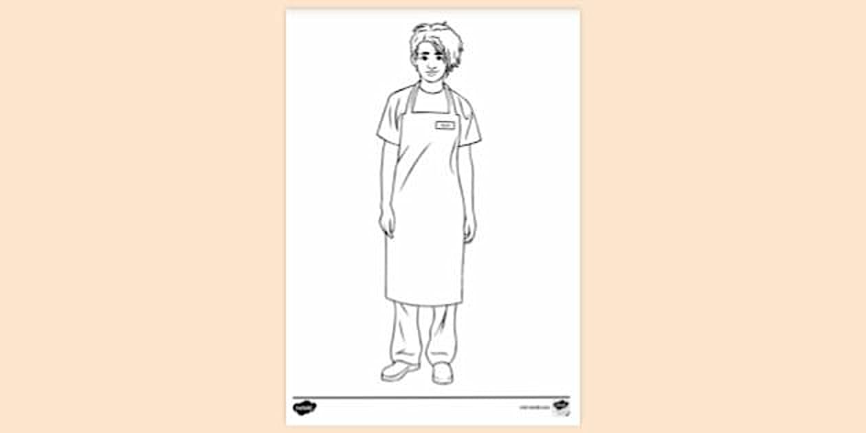 Shop Assistant Colouring Sheet (teacher made) - Twinkl