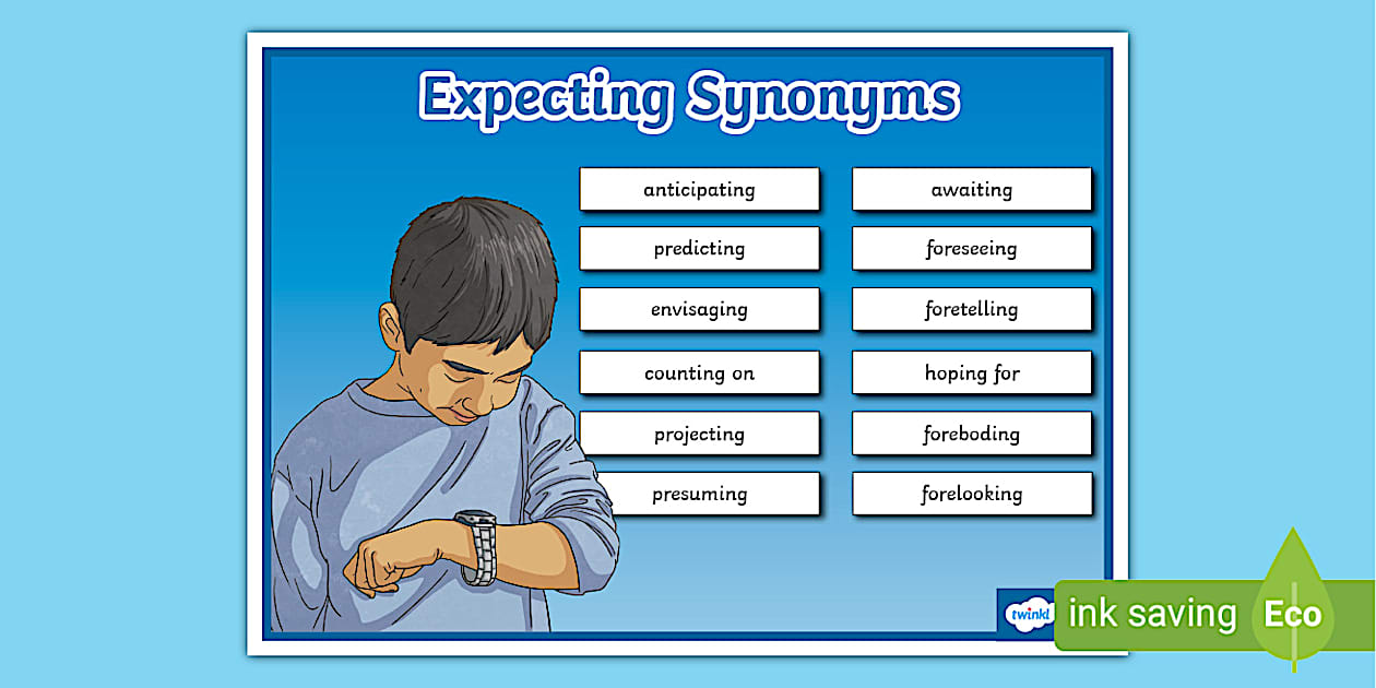 Other Words for 'Expecting' Word Mat (teacher made) - Twinkl