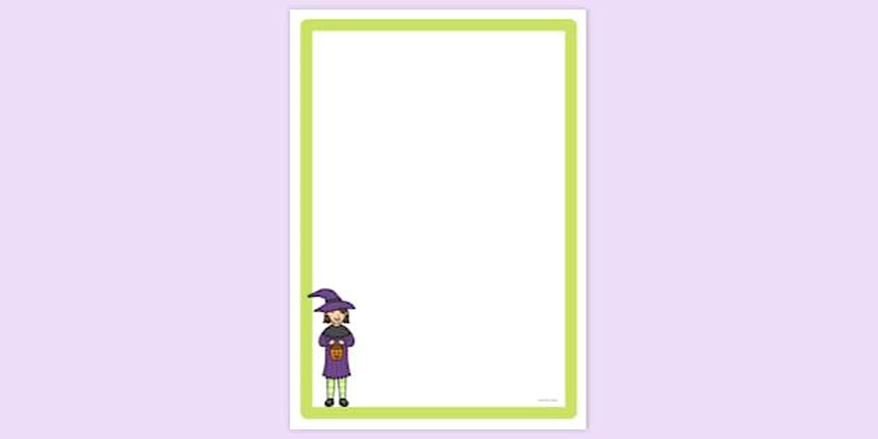 Simple Blank Child Dressed as a Witch Page Border | Twinkl
