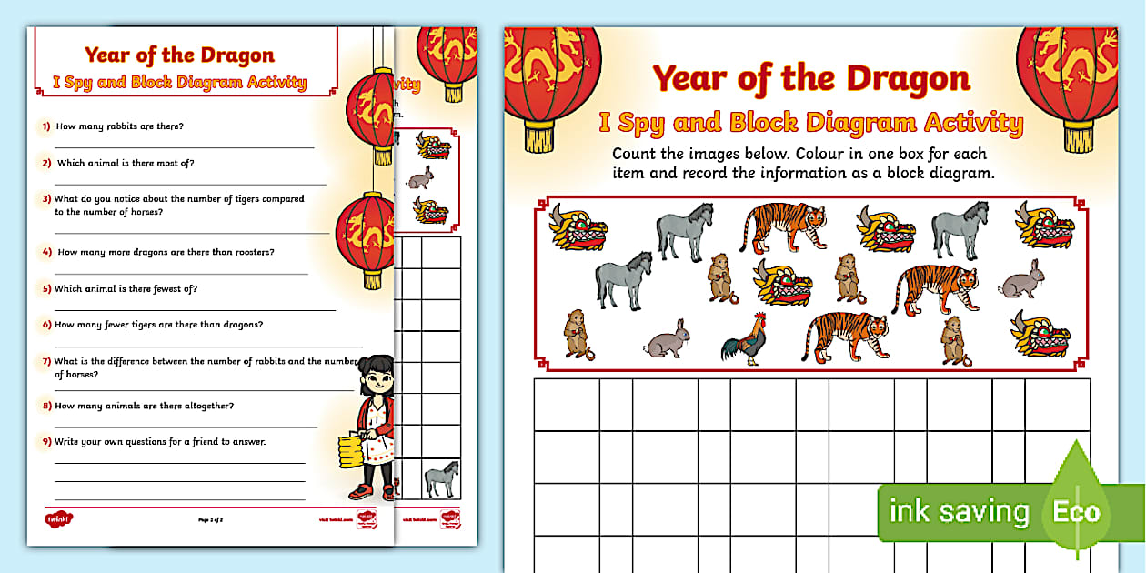👉 Year of the Dragon I Spy Block Diagram Activity Sheet
