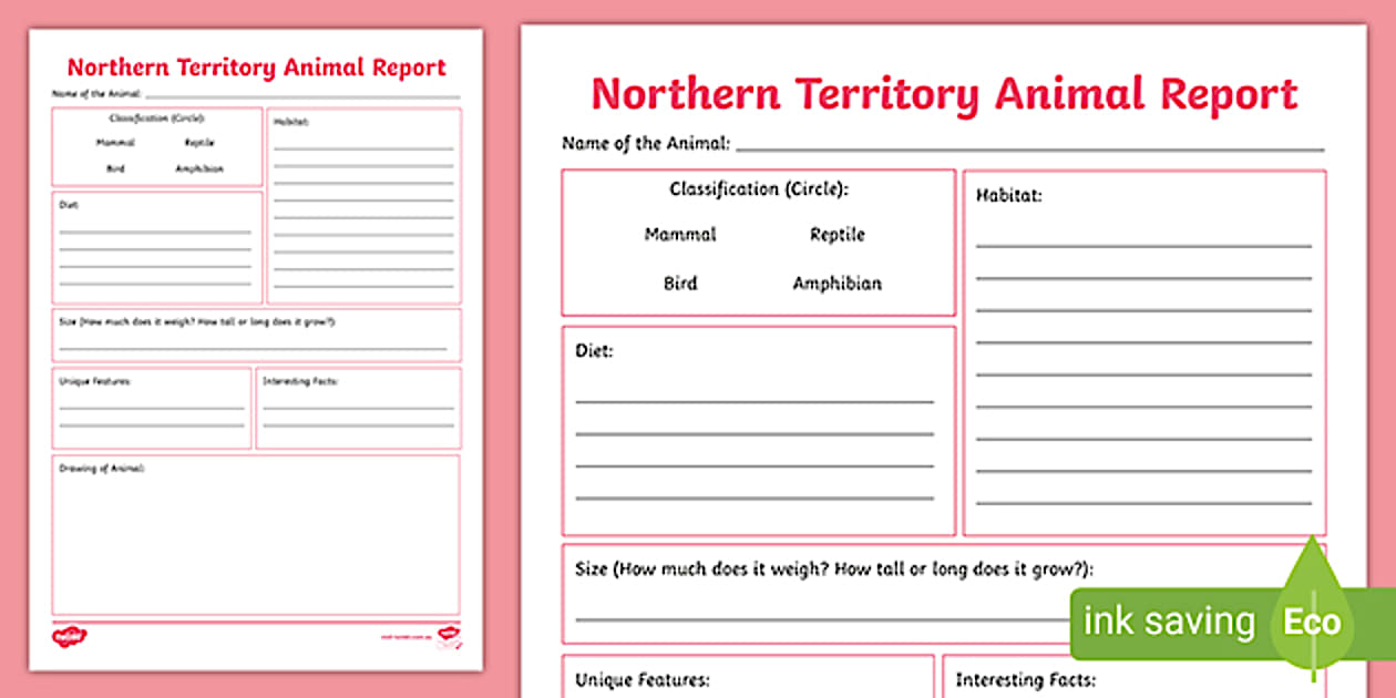 Northern Territory Animal Information Report (teacher made)