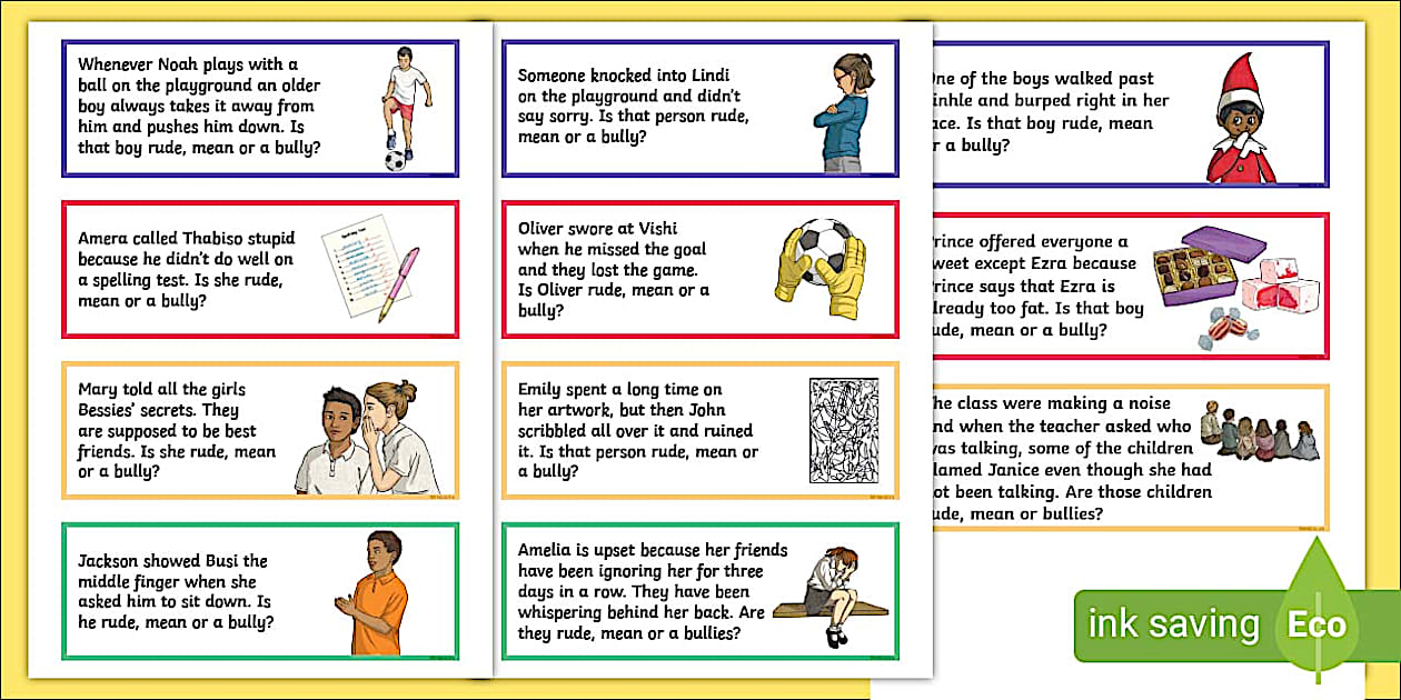 Bullying Scenarios Cards | Intermediate Phase (teacher made)