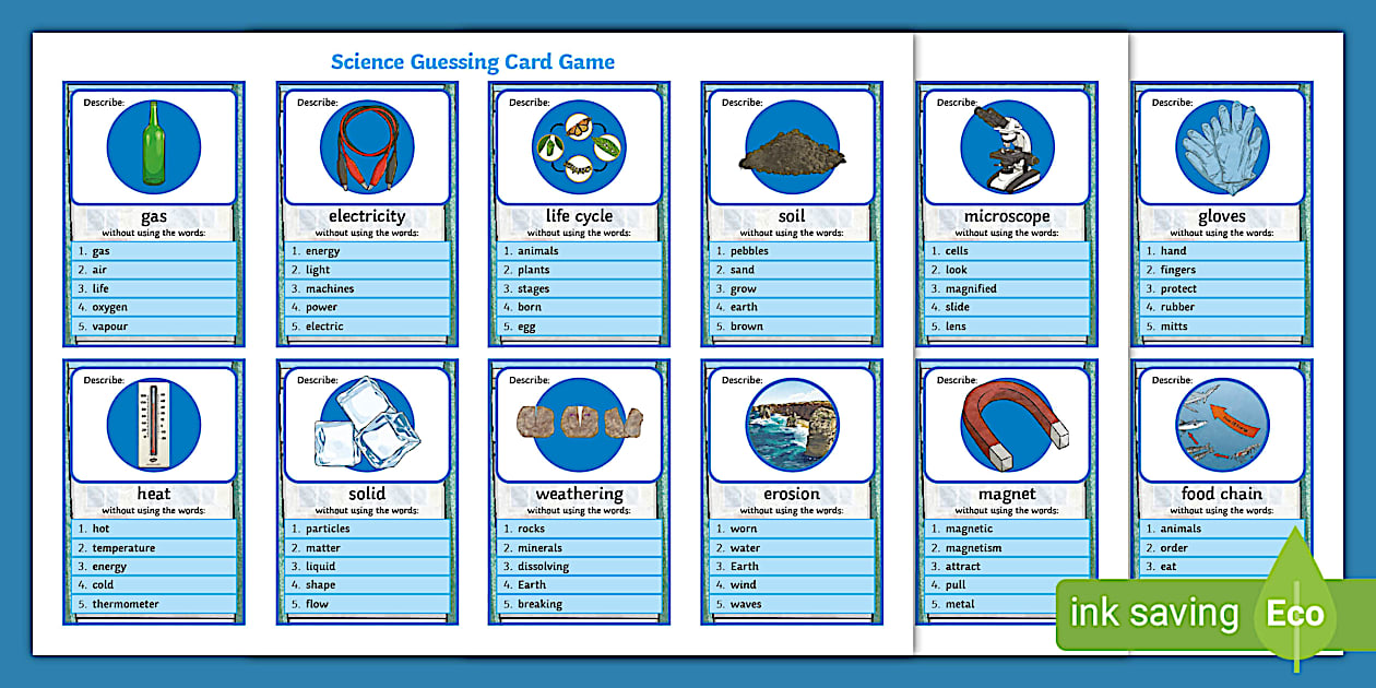Science Guessing Card Game (teacher made) - Twinkl