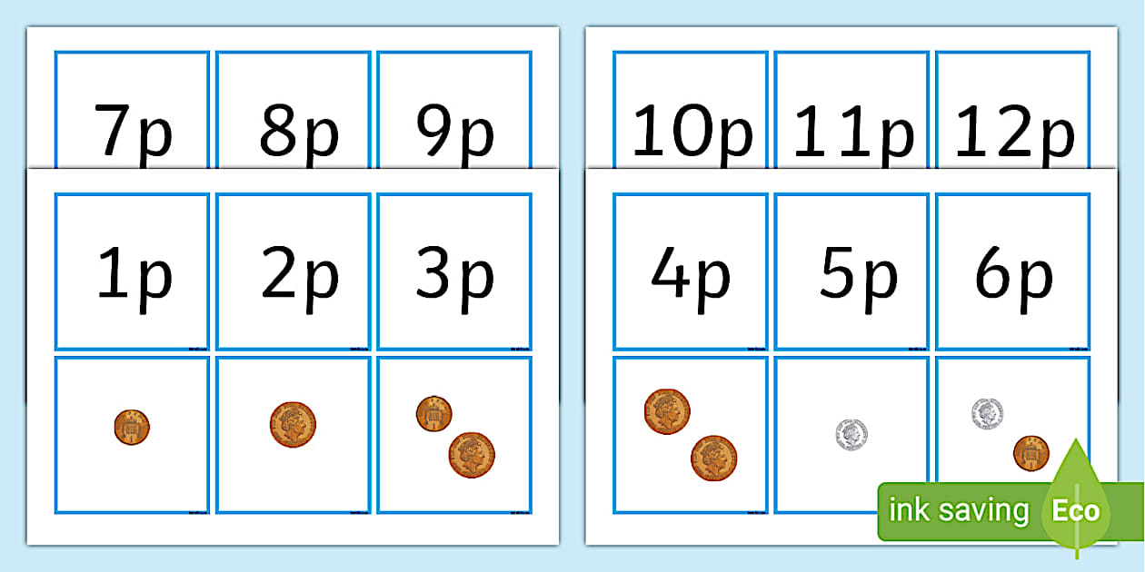 British Money Matching Cards to 50p Mixed New Coins - Twinkl