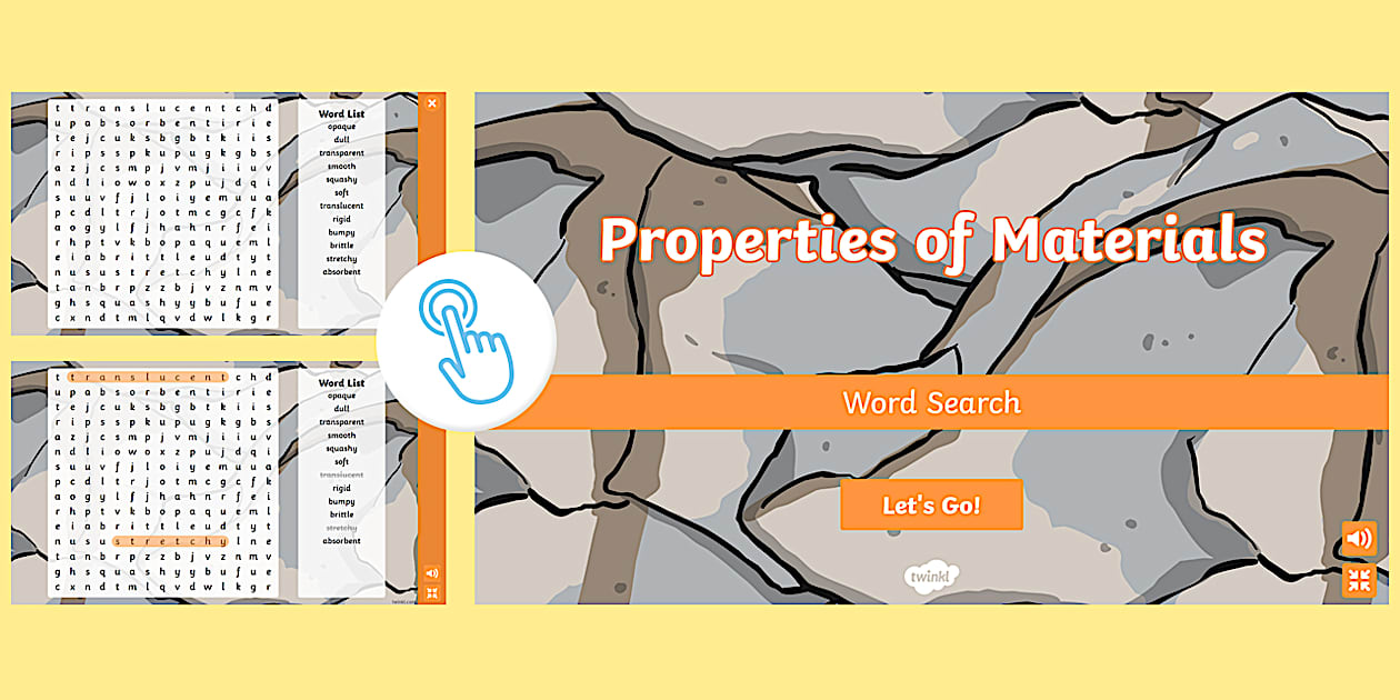 Properties of Materials Interactive Game: Word Search