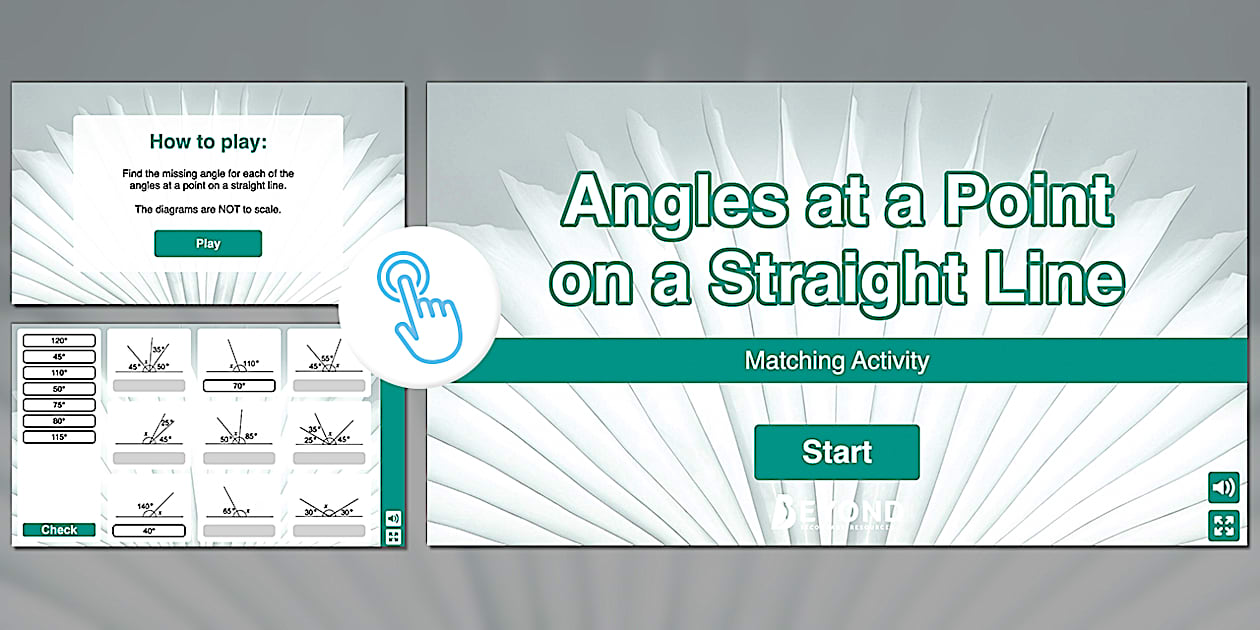 👉 Angles at a Point on a Straight Line Matching Mat