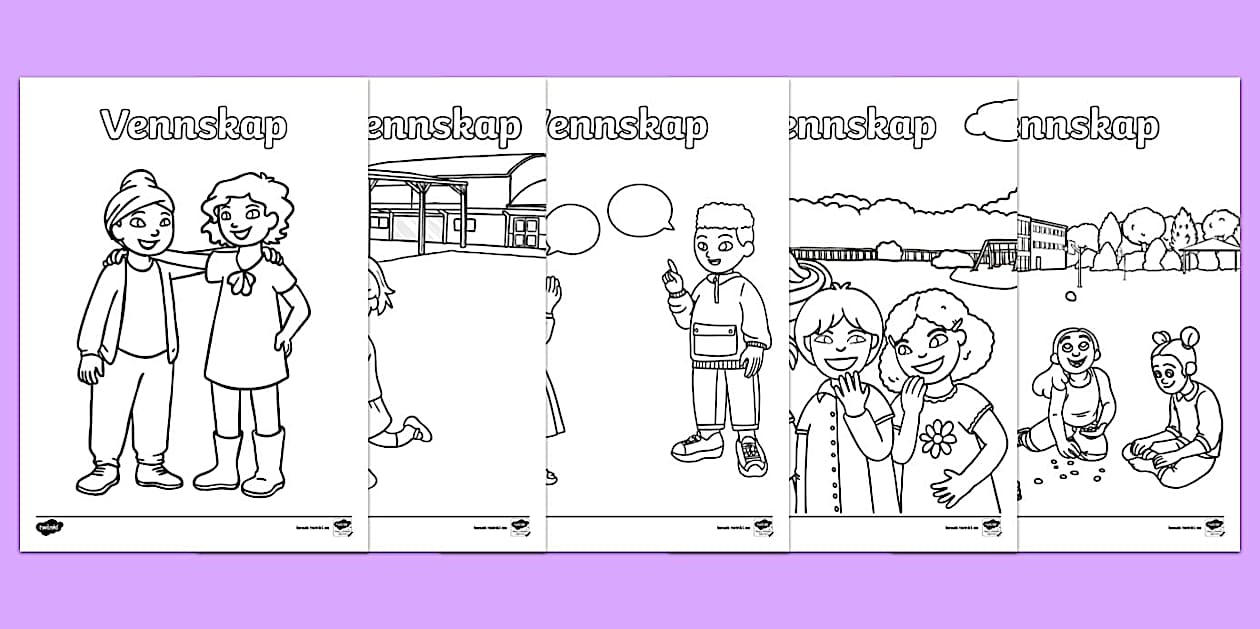 Fargeleggingsark om vennskap (teacher made) - Twinkl