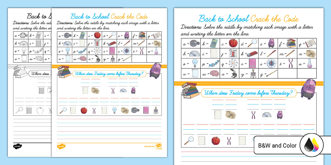 Back to School Cursive Crack the Code (teacher made)