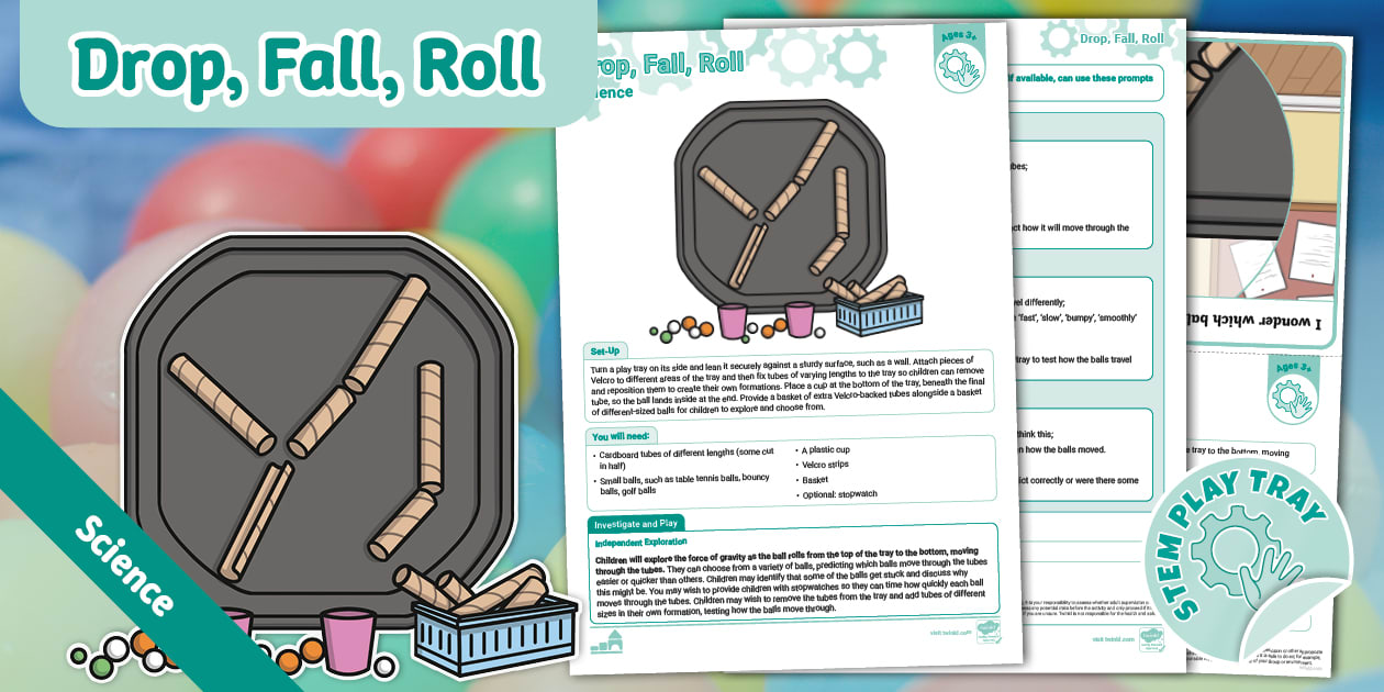 STEM Investigate and Play Tray: Drop, Fall, Roll | Twinkl