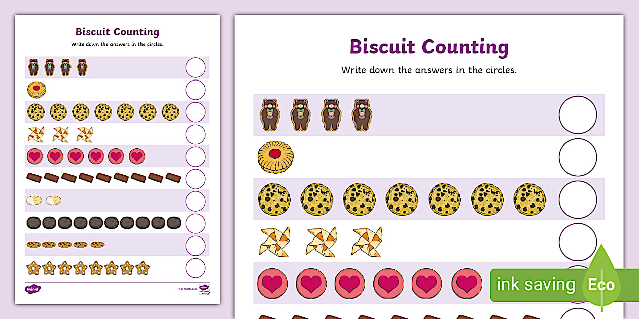 👉 Biscuit Counting Worksheet - Twinkl - Kindergarten