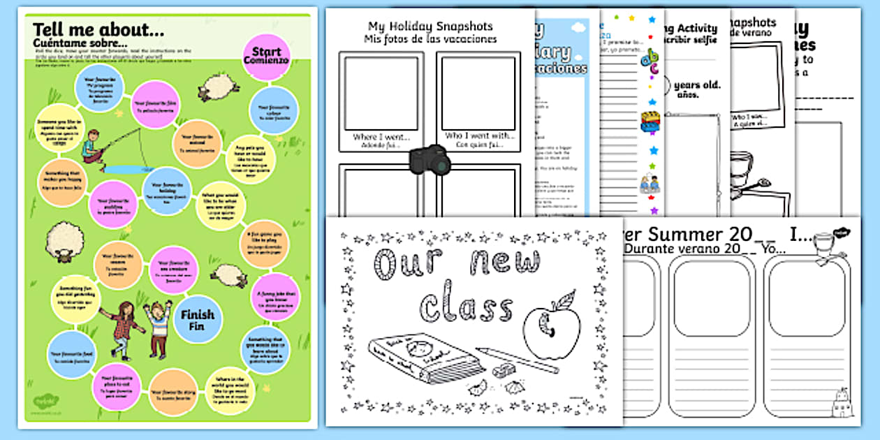 KS2 First Day Back Activity Pack Spanish Translation