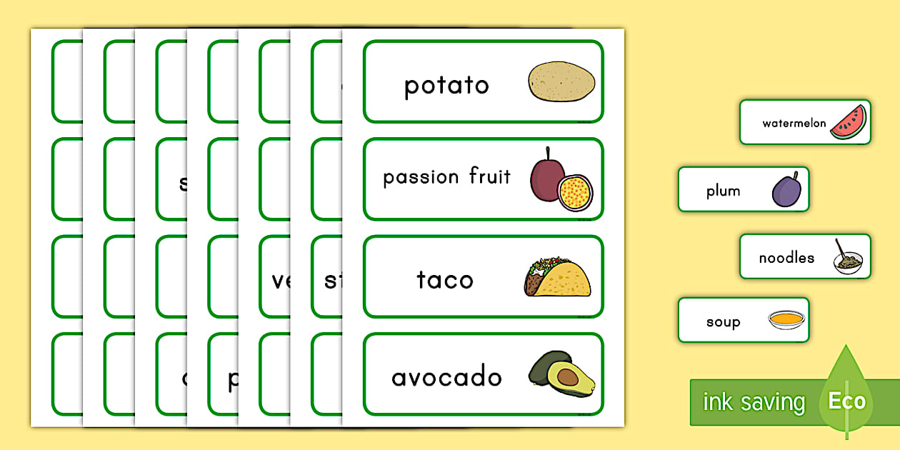 Food Word Cards - (teacher made) - Twinkl