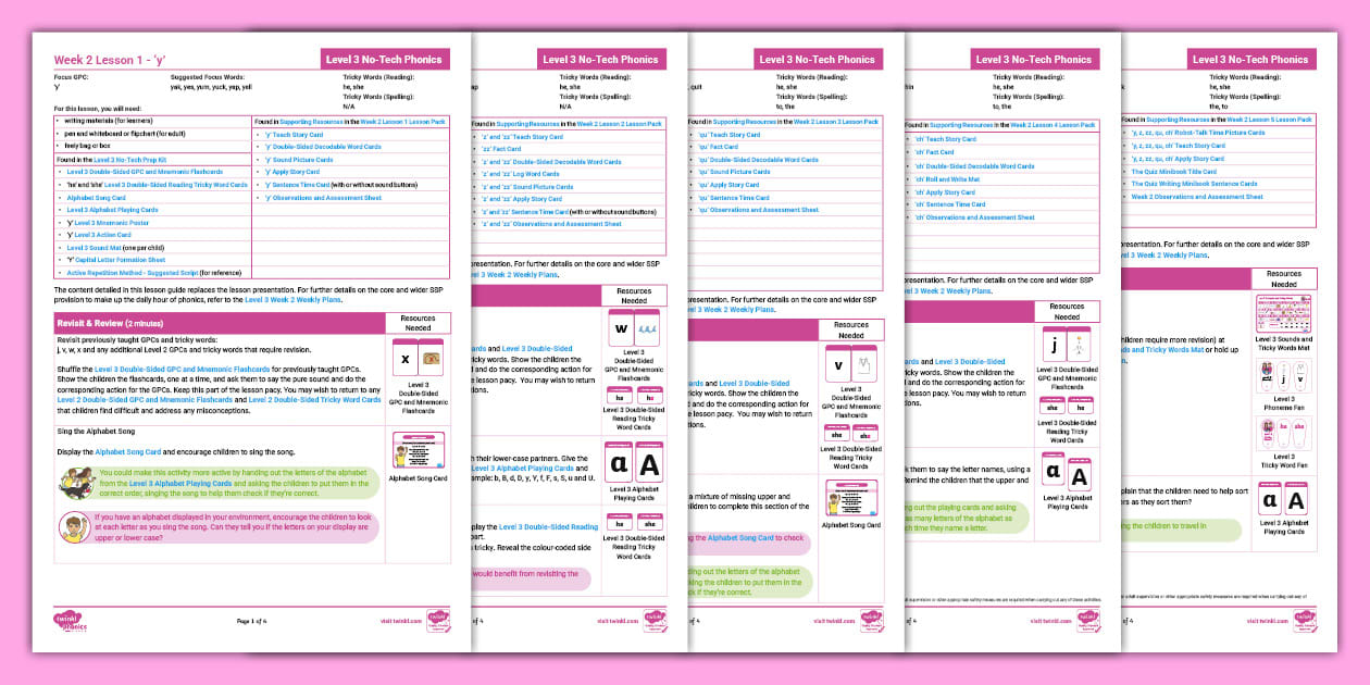 Level 3 No-Tech Phonics Week 2 Lesson Guide Pack
