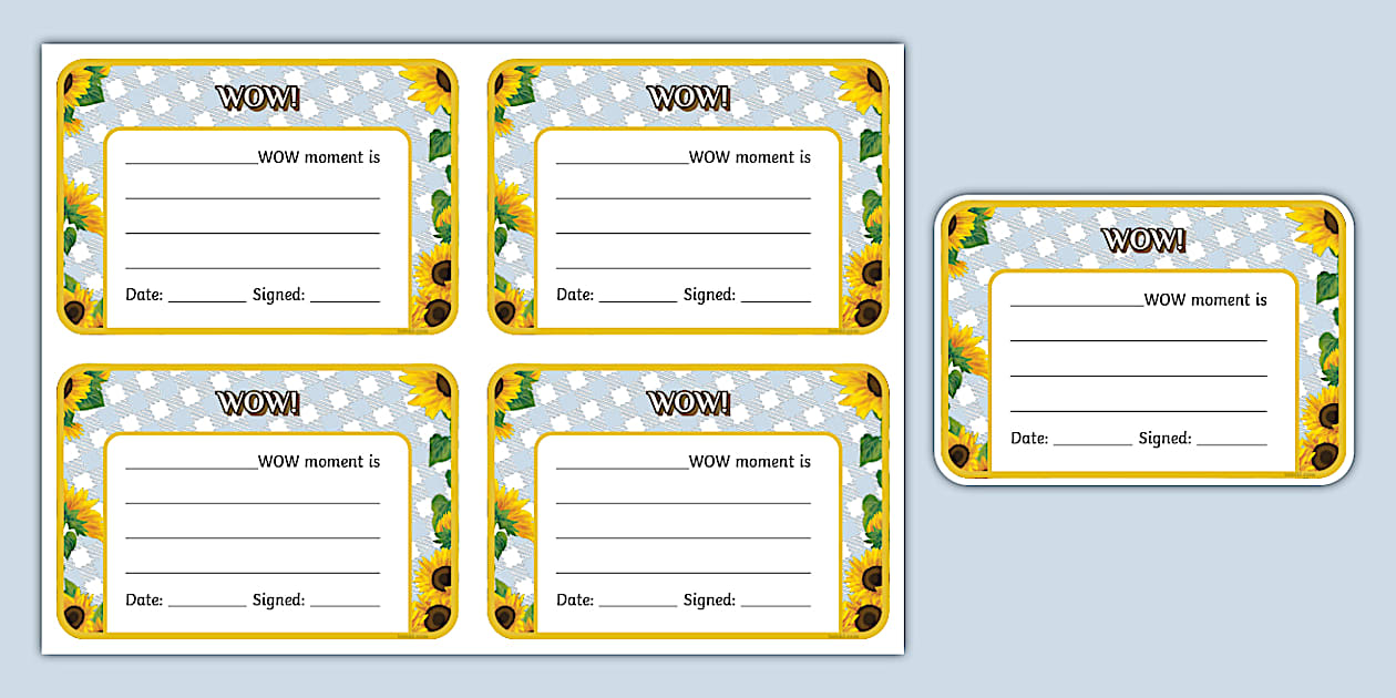 Sunflower-Themed WOW Moment Parent Slips (teacher made)