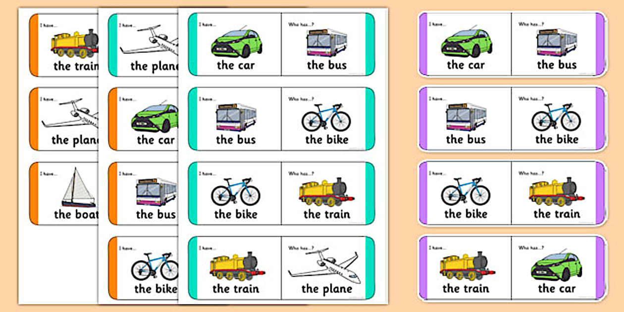 Transport Group Loop Vocabulary Cards - ESL Vocabulary Resources